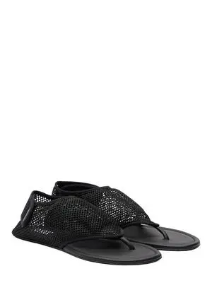 Alaïa Fishnet Thong Sandals - Black
