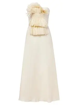 Johanna Ortiz Embellished Linen Maxi Dress - White