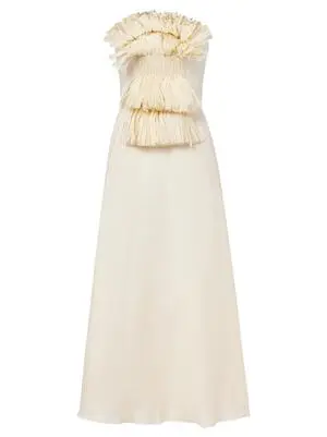 Johanna Ortiz Embellished Linen Maxi Dress - White