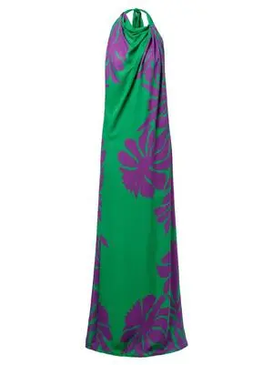 Johanna Ortiz Halterneck Printed Silk Gown - Green