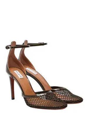 Alaïa 90 Mesh And Patent Leather Pumps - Brown