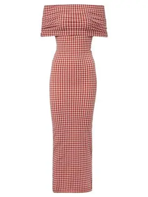 Alaïa Gingham Maxi Dress - Red