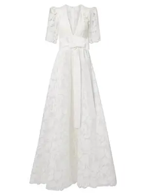 Elie Saab Embroidered Floral Gown - White