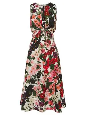 Oscar De La Renta Floral Cotton-blend Midi Dress - Multicoloured