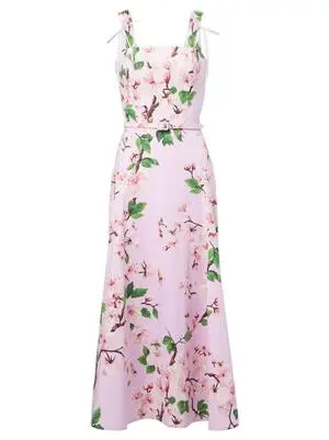 Oscar De La Renta Floral Cotton-blend Midi Dress - Pink