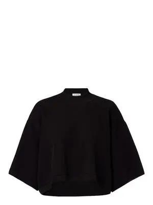 Alaïa Cropped Cotton-blend T-shirt - Black