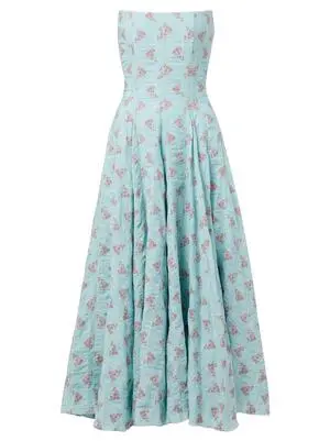 MARKARIAN Rousseau Floral Cotton-blend Midi Dress - Blue