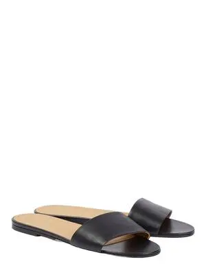 THE ROW Signum Leather Slides - Black