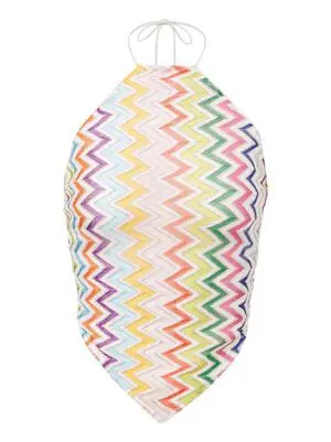 Missoni Zigzag Knitted Open-back Halterneck Top - Multicoloured