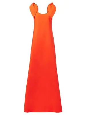 Oscar De La Renta Bow-detail Wool-blend Gown - Red
