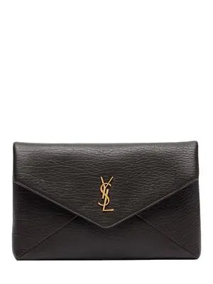 Saint Laurent Saint Laurent Cassandre Large Leather Clutch Brown