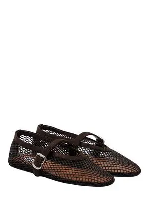 ALAÏA Suede-Trimmed Mesh Ballet Flats