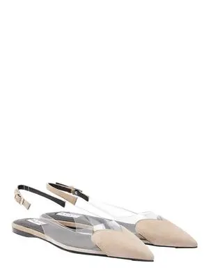 Alaïa Cœur Suede And Pvc Slingback Ballet Flats - Beige
