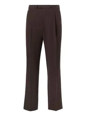 SAMAN AMEL Linen Canvas Suit Pants - Brown