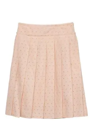 Prada Eyelet Lace Pleated Skirt - Pink