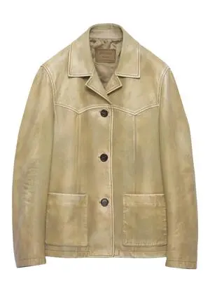 Prada Nappa Leather Jacket - Neutral