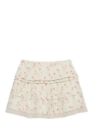 Prada Floral Print Mini Skirt - Natural
