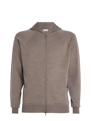 John Smedley Extra Fine Merino Wool Carty Zip-Up Hoodie Brown