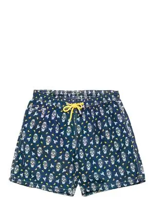 MC2 SAINT BARTH Graphic-Print Swim Shorts Blue