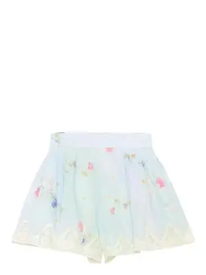 Zimmermann Floral High-waisted Shorts - Blue