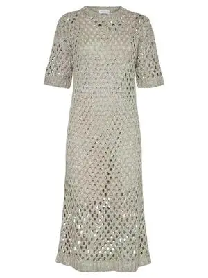 Brunello Cucinelli Dazzling Midi Dress - Neutrals