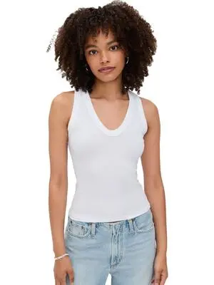 Cotton Citizen U-neck Ribbed Tank - White