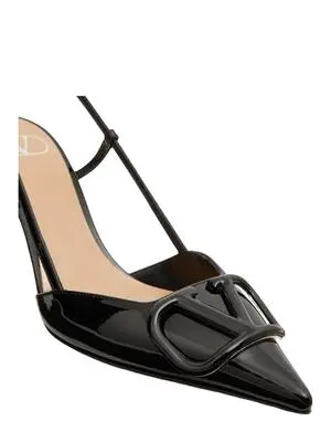 Valentino Garavani Vlogo Signature Patent Leather Slingback Pumps - Nero