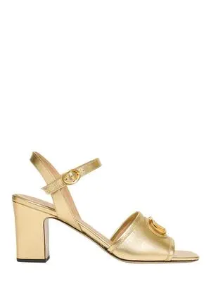 VALENTINO VLogo Signature Metallic Leather Sandals