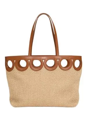 SALVATORE FERRAGAMO Gancini Frame Raffia Tote Bag