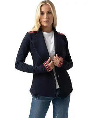 SAINT + SOFIA Cotton Biker Jacket - Blue Stripe