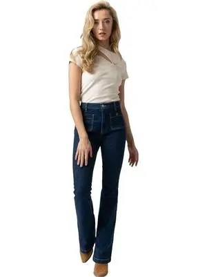 SAINT + SOFIA Bowie Stretch Flare Jeans - Navy