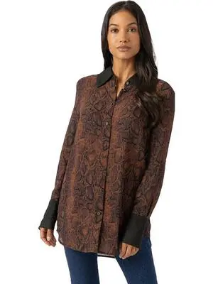 SAINT + SOFIA Madison Snake Print Shirt - Brown