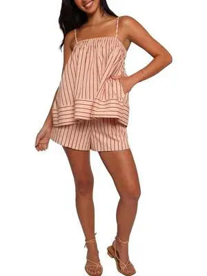 PETAL & PUP Striped Camisole And Shorts Set - Pink Stripe