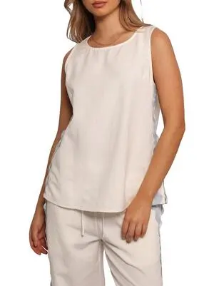 PETAL & PUP Jasinta Rickrack Trim Sleeveless Top - Cream Blue