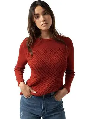 SAINT + SOFIA Honeycomb Rib Crewneck Sweater - Amber