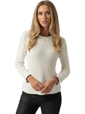 SAINT + SOFIA Honeycomb Ribbed 3/4 Sleeve Sweater - Cream