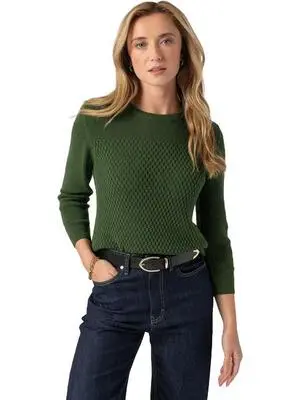 SAINT + SOFIA Honeycomb Rib Crewneck Sweater Green