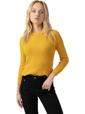 SAINT + SOFIA Honeycomb Rib Crewneck Sweater Yellow