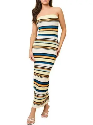Solid & Striped The Caroline Strapless Maxi Dress - Variegated Stripe