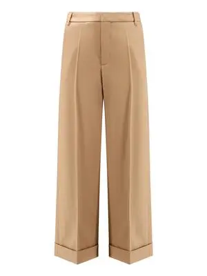 Valentino Garavani Virgin Wool Wide Leg Trousers - Beige