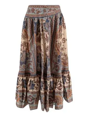 Zimmermann Ascension Tiered Midi Skirt - Multicolor