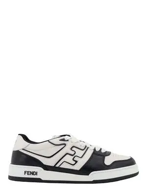 Fendi Leather Sneakers With Ff Lateral Logo - Black