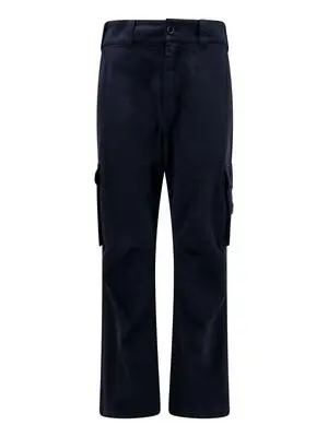 Dolce & Gabbana Cotton Cargo Trousers With Metal Logo Patch - Blue
