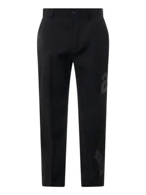 Off White Wool Trouser With Patches - Black