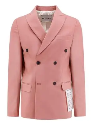 AMARANTO Wool Blend Blazer With Logoed Label - Pink