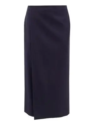 THE ROW Virgin Wool Midi Wrap Skirt - Blue