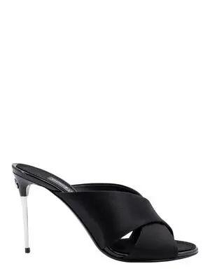 Dolce & Gabbana Satin Sandals With Monogram - Black