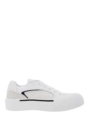 Alexander McQueen Leather And Canvas Sneakers - White