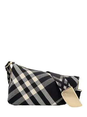 Burberry Check Motif Fabric Shoulder Bag - Black