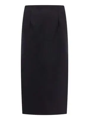 Valentino Garavani Virgin Wool Longuette Skirt With Slits - Black